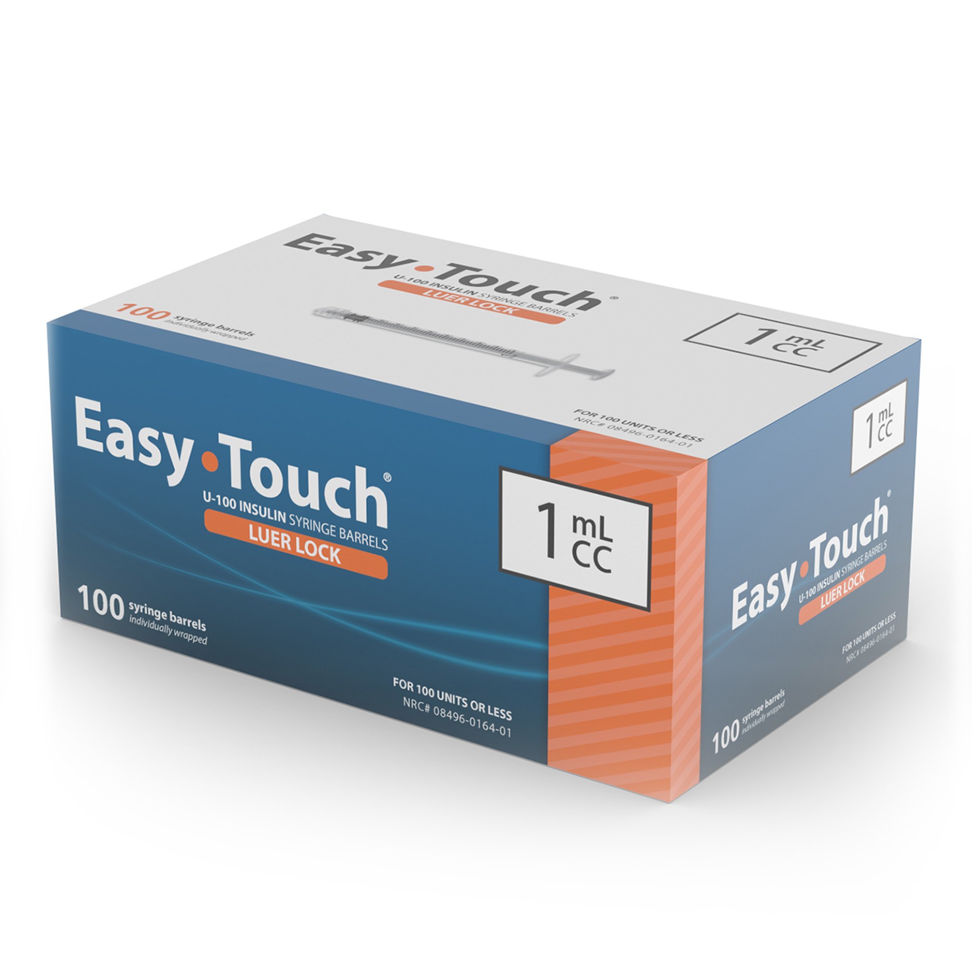 EasyTouch™ Insulin Syringe 1 mL Luer Lock Tip, Without Safety, (100/Box ...